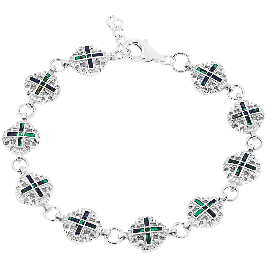 Jerusalem Cross ‘Solomon Stone’ Bracelet in Sterling Silver - Treasures ...